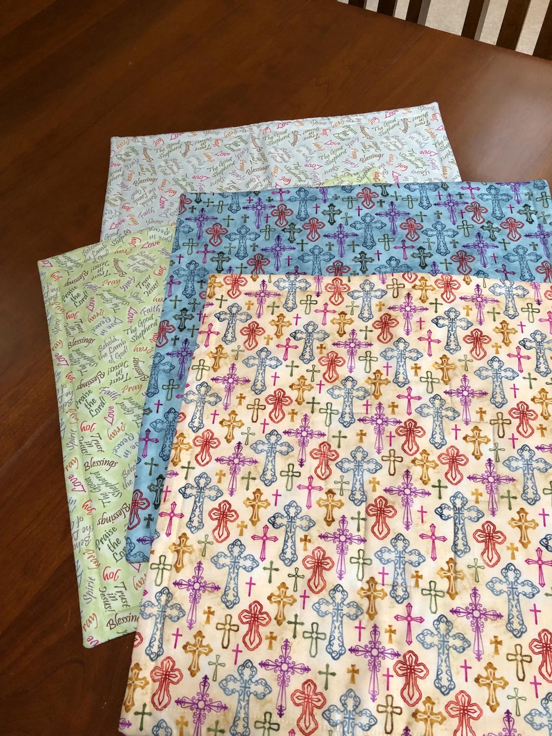 Christian Table Topper Crosses Faith Bible Words Easter Cabinet Counter ...