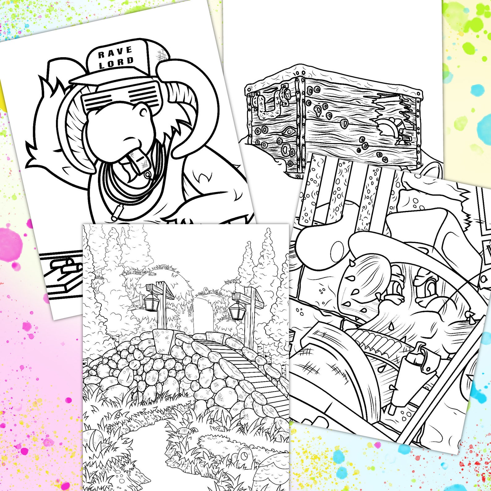 Cartoon Coloring Book, 30 Printable Carton Character and Landscape ...