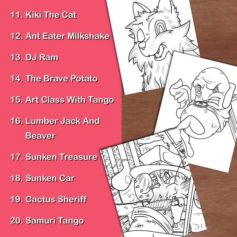 Cartoon Coloring Book, 30 Printable Carton Character and Landscape ...