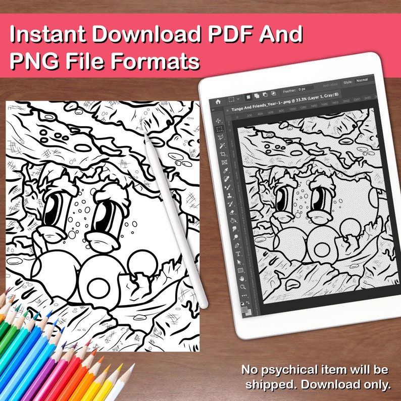 Cartoon Coloring Book, 30 Printable Carton Character and Landscape ...