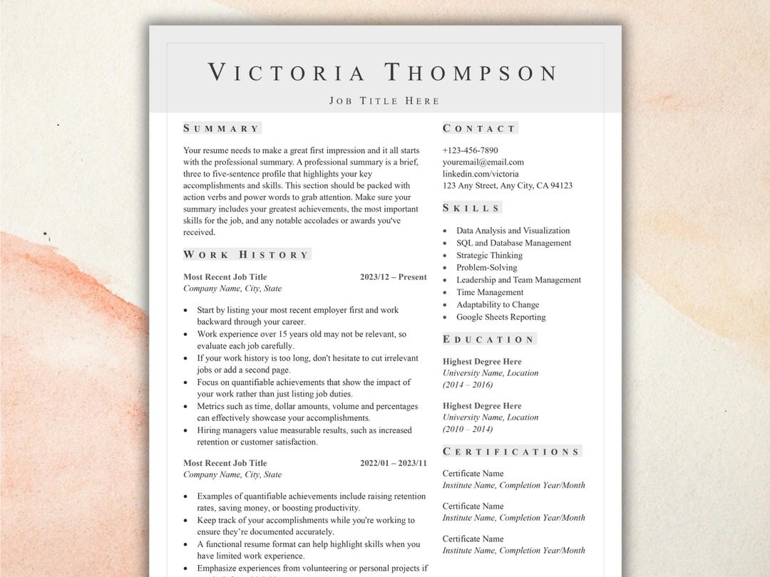 Professional Resume, Manly Resume, Resume Word Template, Editable ...