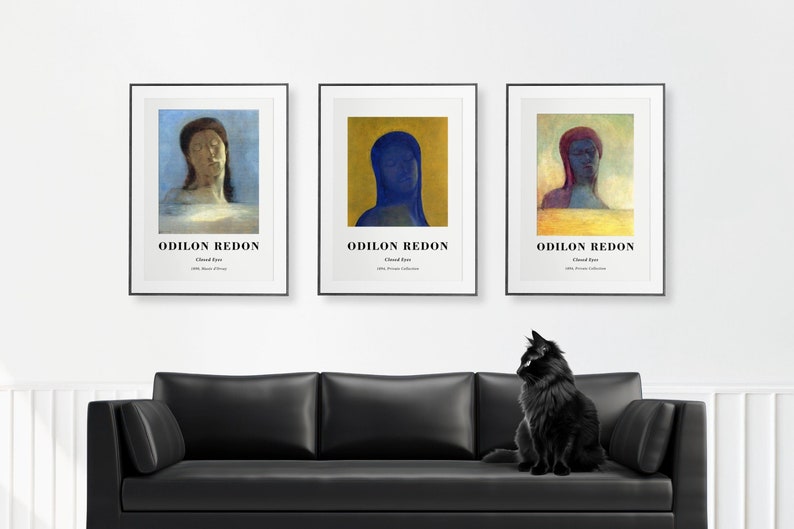 Odilon Redon ‘closed Eyes’ Trilogy | Set of 3 Prints | High-quality ...