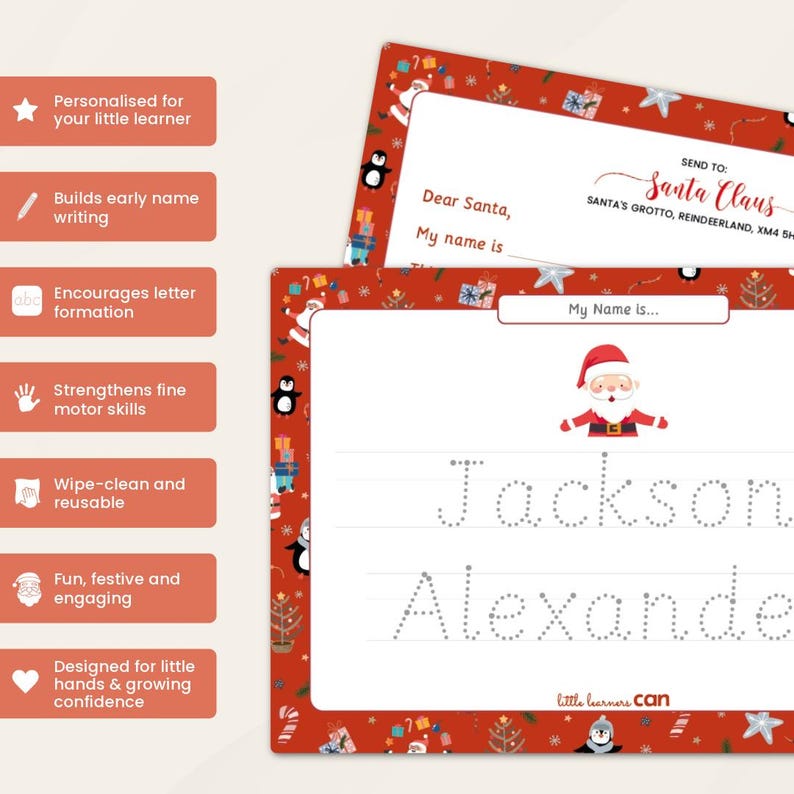 Personalised Name Tracing Mat | Wipe-clean Christmas Activity | Early ...