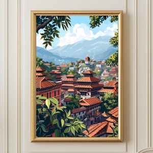 Kathmandu Art Print, Minimalist Travel Painting, Nepal Wall Art, Printable Poster - Etsy