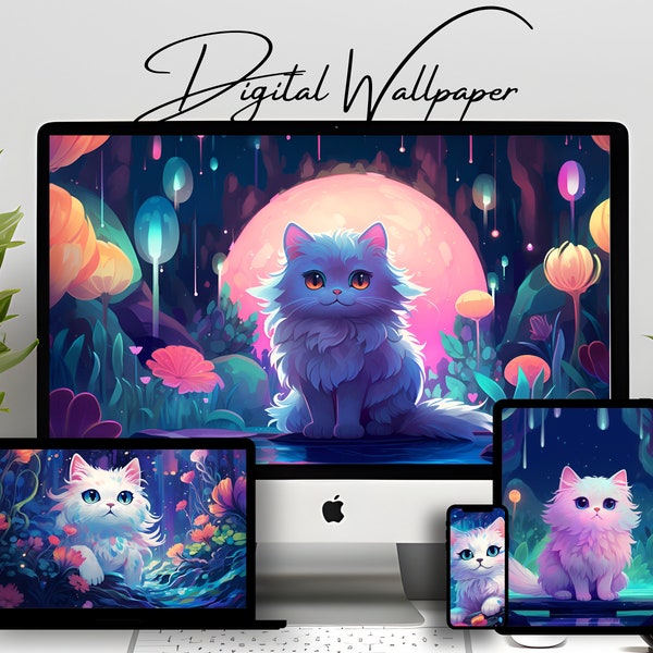 Cat Wallpaper Aesthetic - Etsy