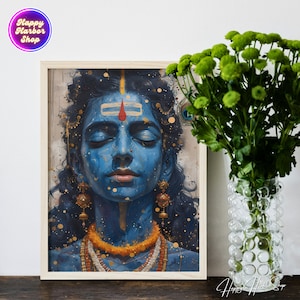Krishna Painting, Hindu God Art, Lord Krishna Inspired Art, Spiritual ...