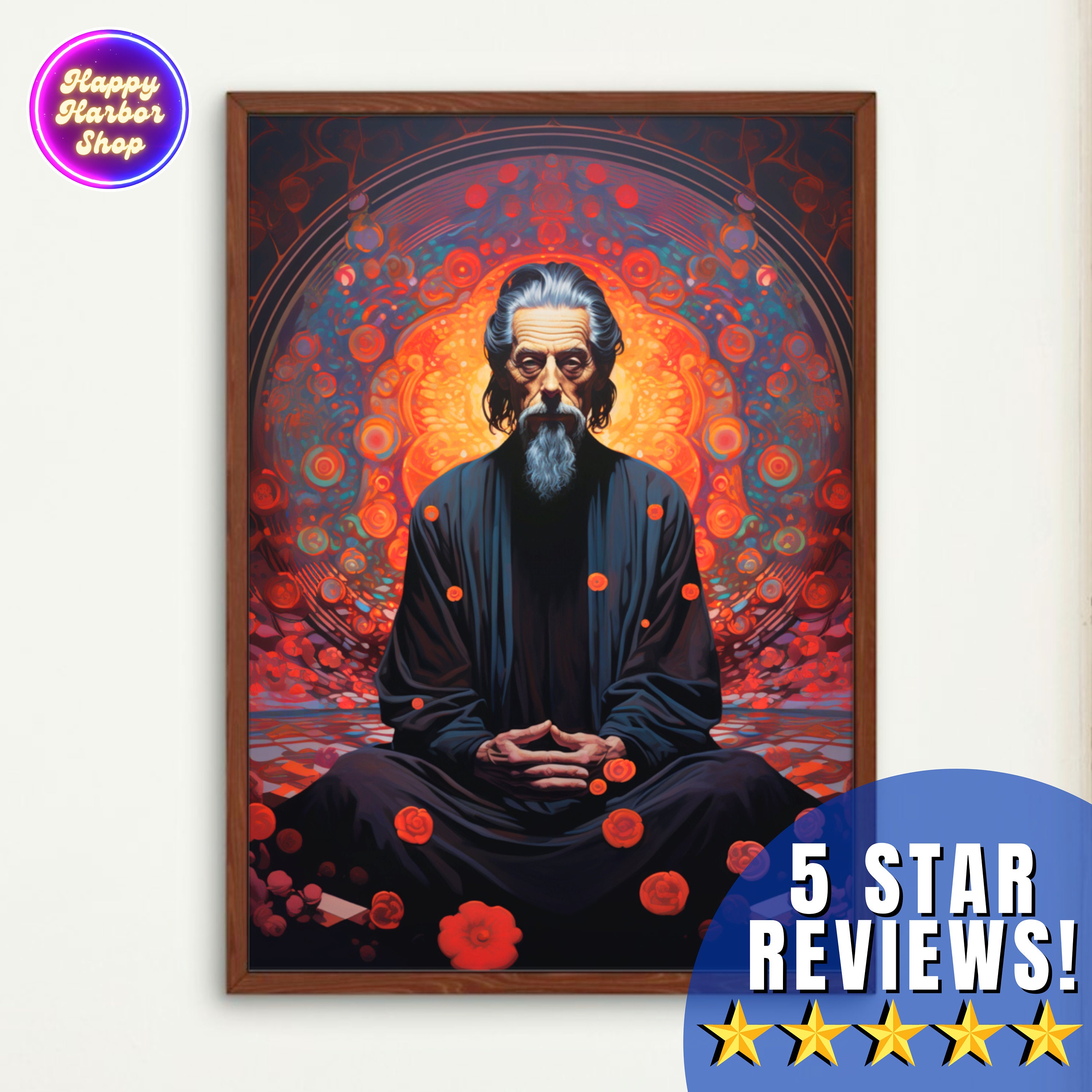 Alan Watts Art, Alan Watts Meditating Painting, Original Canvas Art ...
