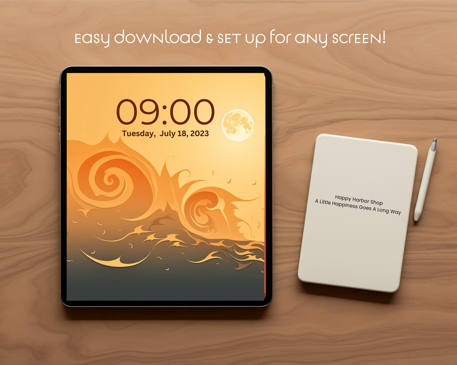 Fire and Moon Digital Wallpaper, Desktop Wallpaper, Abstract Minimalist ...