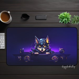 Cyberpunk Playmat, TCG Playmat, Dog Art, Retrowave Large Mouse Pad PC ...