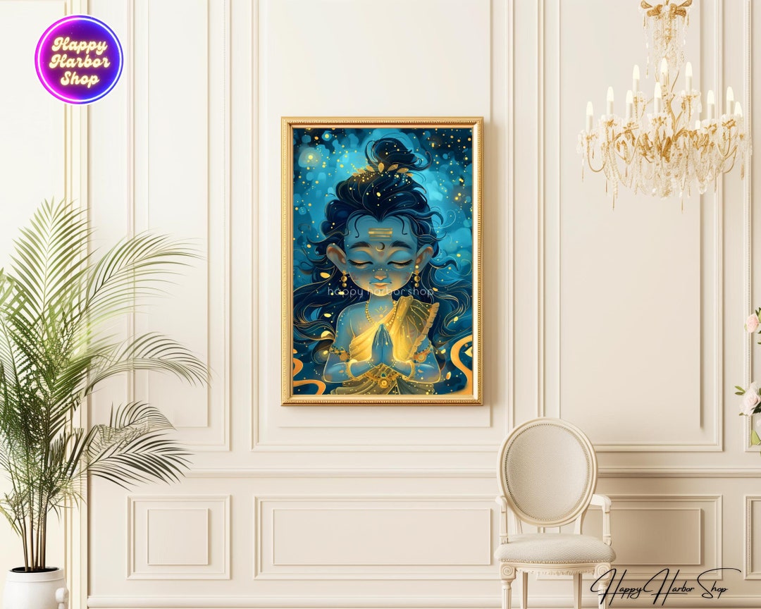 Baby Krishna Wall Art, Lord Krishna Children Room Art, Hindu God ...