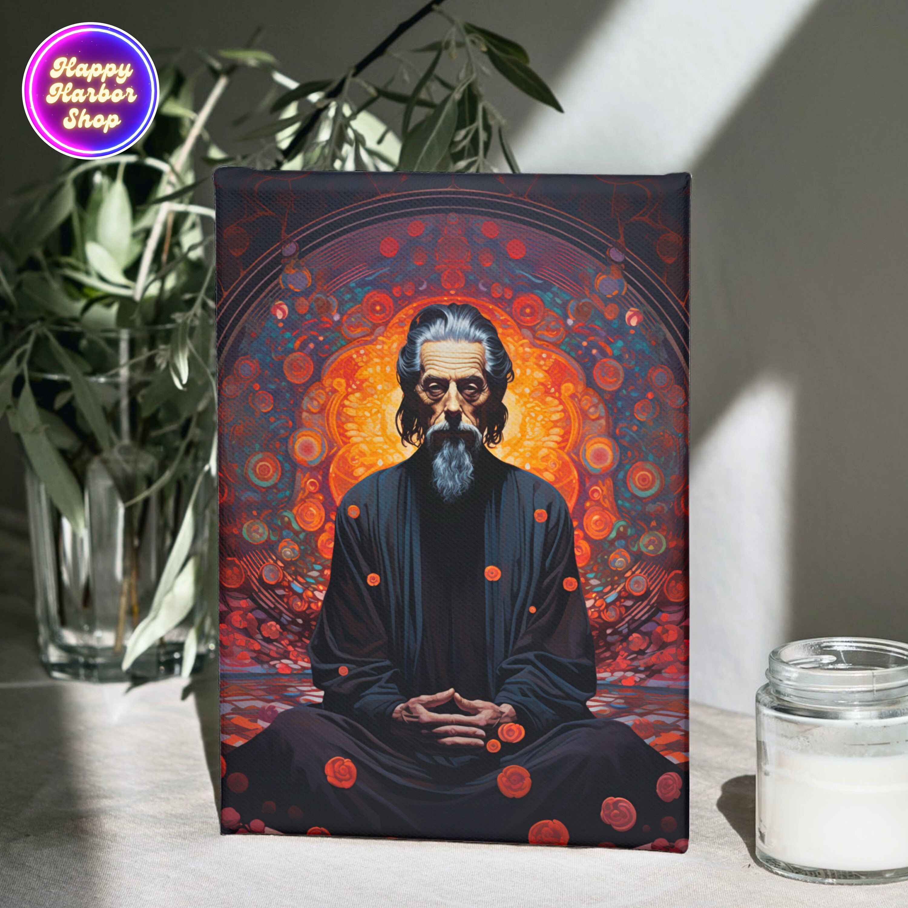 Alan Watts Art, Alan Watts Meditating Painting, Original Canvas Art ...