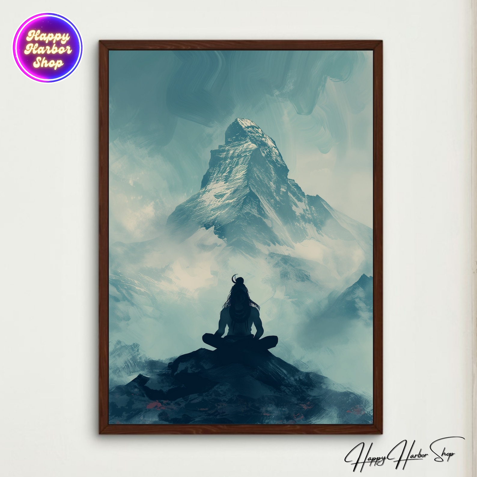 LORD SHIVA Meditating Printable Art, Shiva God at Mount Everest ...