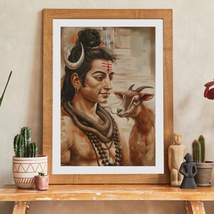 Lord Shiva Art Print, Hindu God Kalamkari Painting, Indian Home Decor ...
