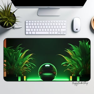 Cyberpunk Desk Mat Nature Green Aesthetic Gaming Mouse Pad Cute Desk ...