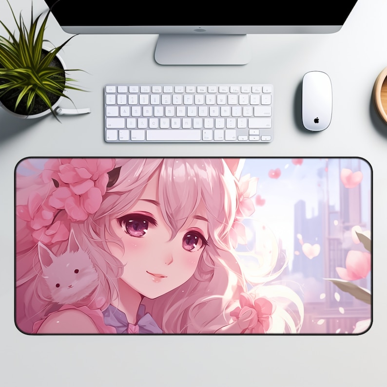 Cat Large Playmat, Cute Desk Mat Desk Pad, Anime Gaming Desk Mat Mouse ...