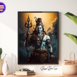 Hindu God Shiva Canvas Art Shiva Wall Art Lord Shiva Watercolor Art ...