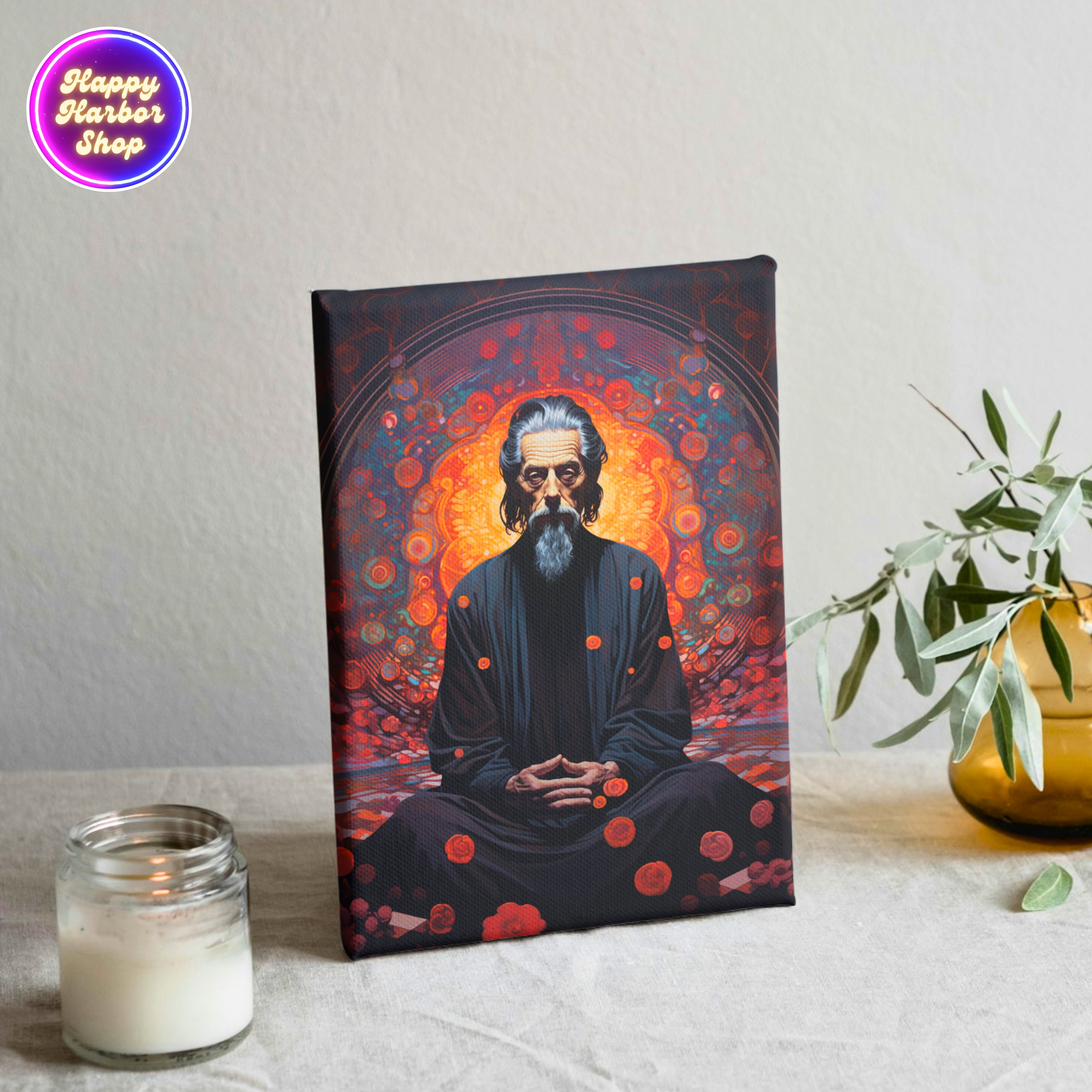 Alan Watts Art, Alan Watts Meditating Painting, Original Canvas Art ...