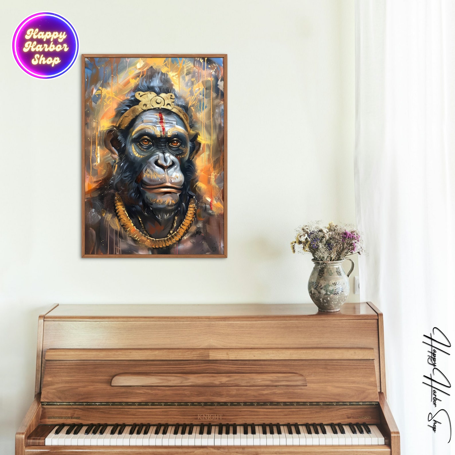 Hanuman Painting Monkey God Hanuman Art Hindu God Wall Art on Premium ...