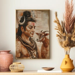 Lord Shiva Art Print, Hindu God Kalamkari Painting, Indian Home Decor ...