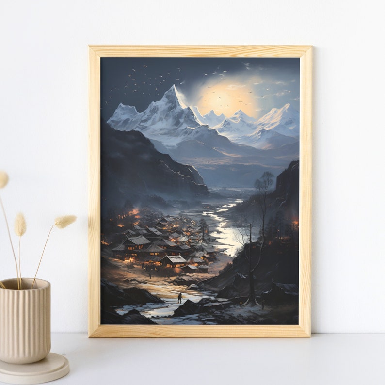 Nepal Travel Painting, Everest Wall Art Decoration Himalaya ...