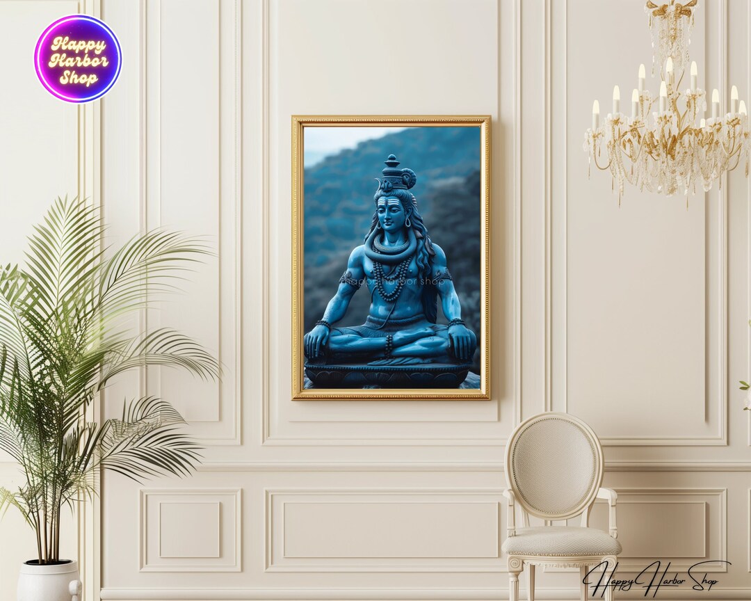 Lord Shiva Statue Painting, Hindu God Canvas Hindu Art Shiva Print ...