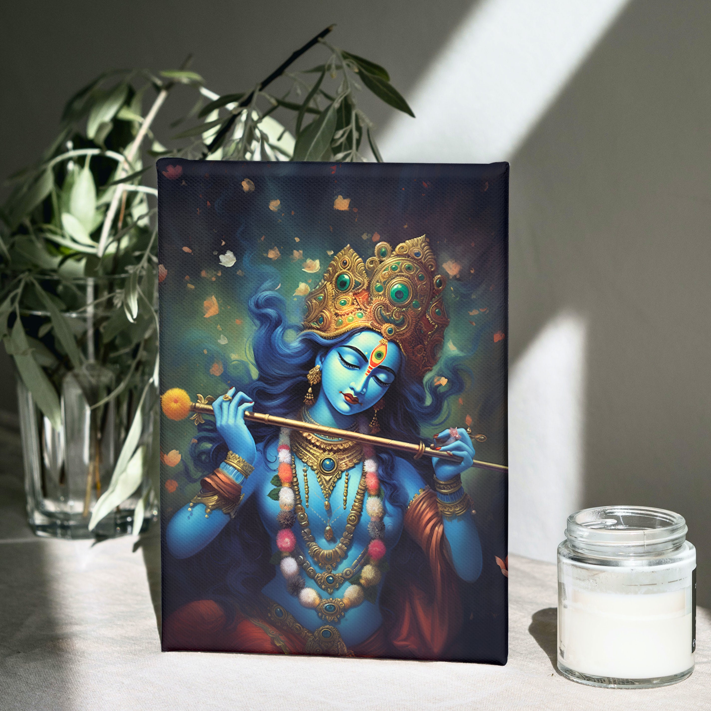KRISHNA PAINTING Canvas, Krishna Picture, Lord Krishna Print Art, Hindu ...