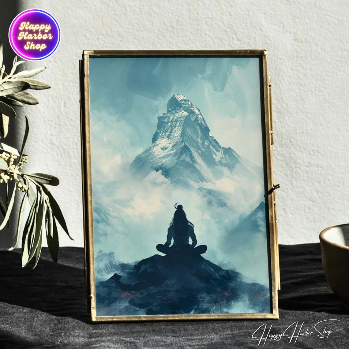 LORD SHIVA Meditating Printable Art, Shiva God at Mount Everest ...