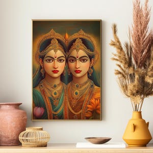 Riddhi Siddhi Ganpati Art, Ganesha Consorts, Hindu Goddess Painting ...