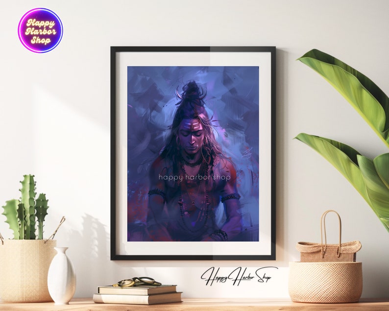 Hindu God Painting of Shiva, Lord Shiva Wall Art, Spiritual Decor ...