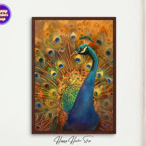 Peacock Wall Art, Traditional Bird Illustration, Indian Painting ...