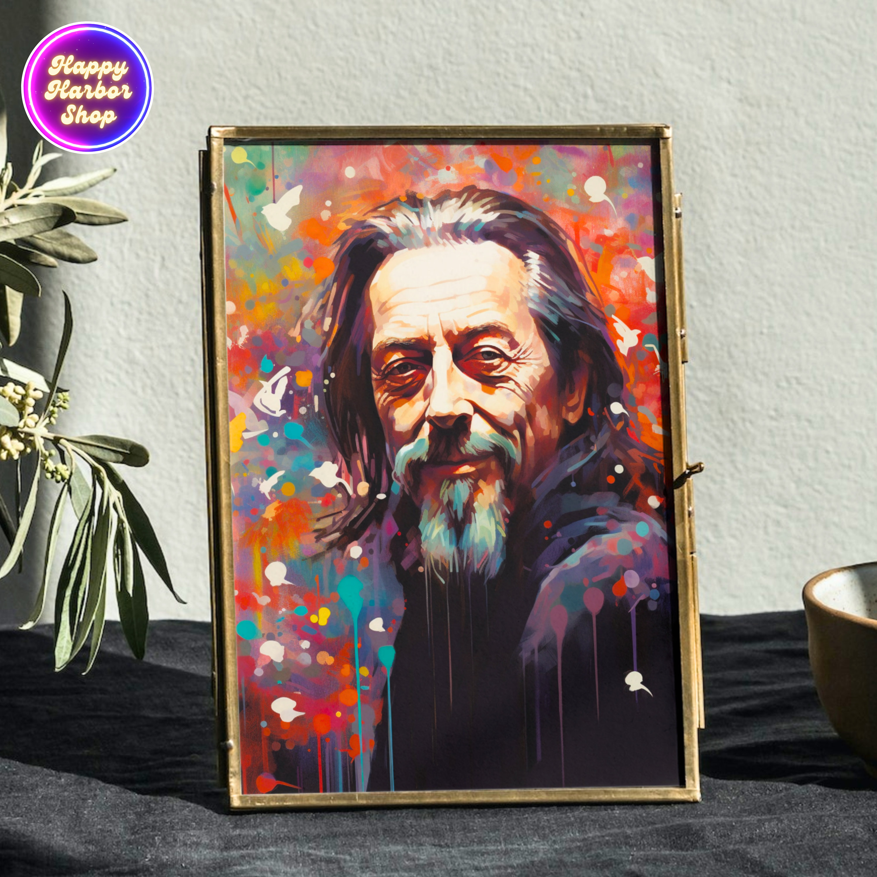 Alan Watts Art Wall Decor Alan Watts Portrait Painting Zen Philospher ...