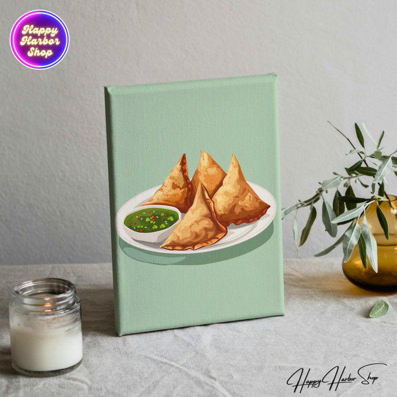 Samosa Art, Modern Asian Kitchen Decor, India Food Art Print, Indian ...