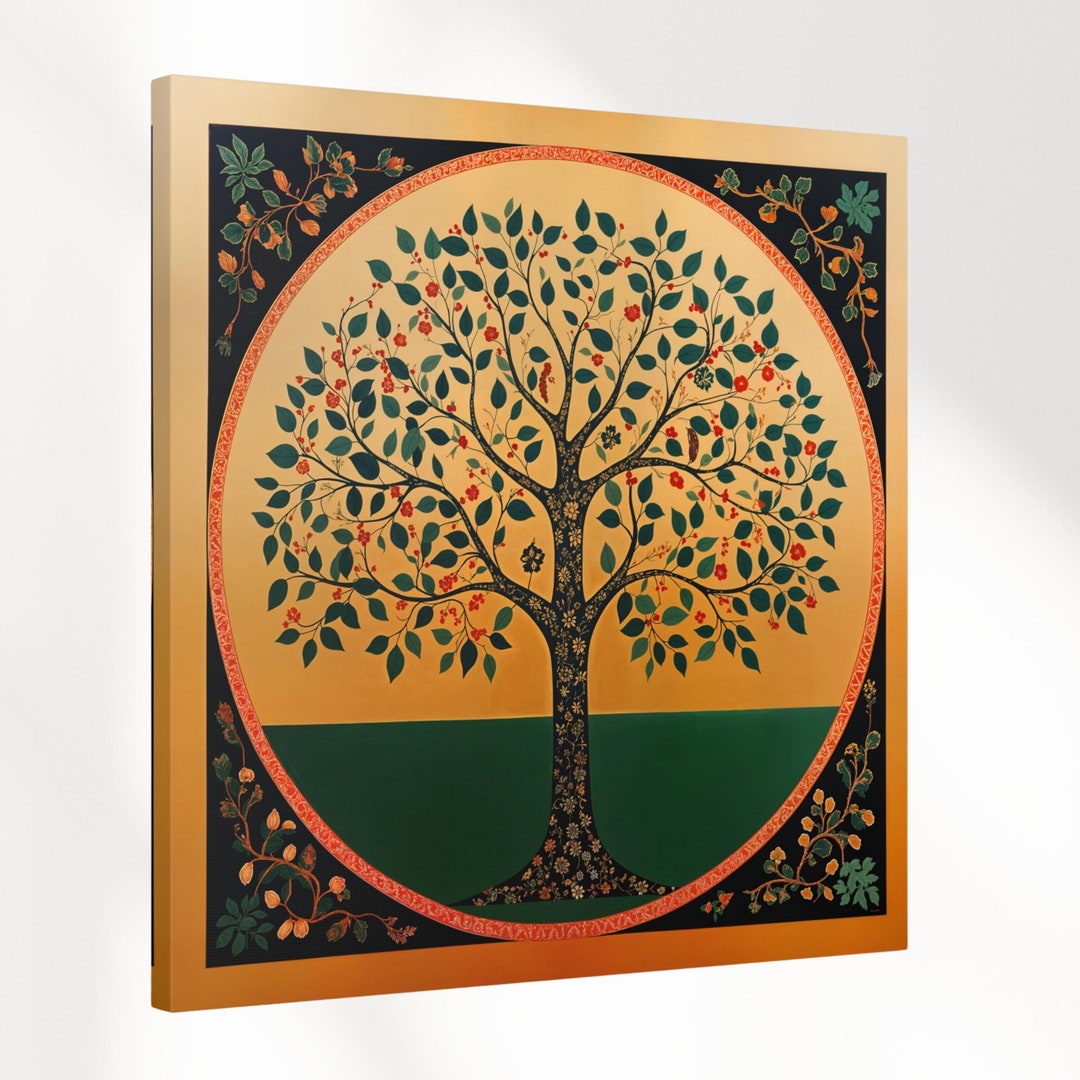 Canvas Pichwai Tree of Life Painting, Kalamkari Wall Hanging ...