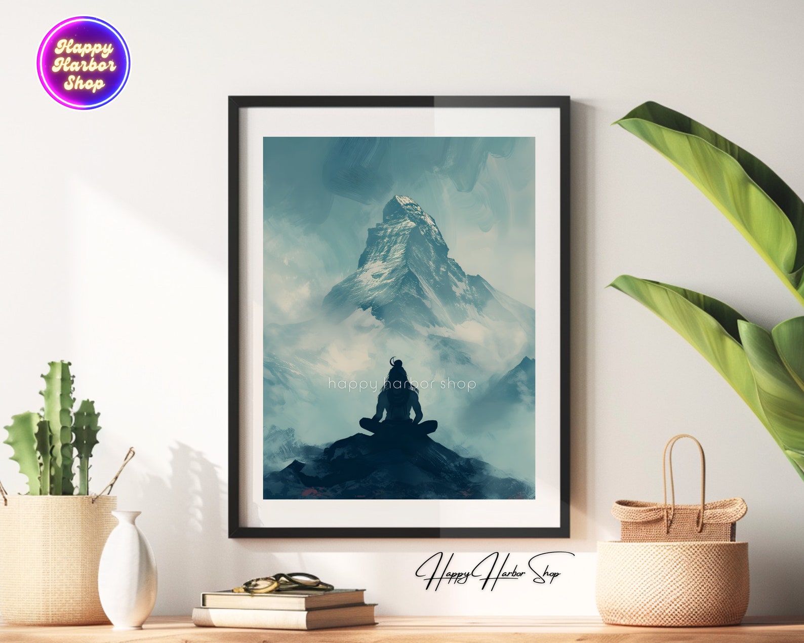 LORD SHIVA Meditating Printable Art, Shiva God at Mount Everest ...