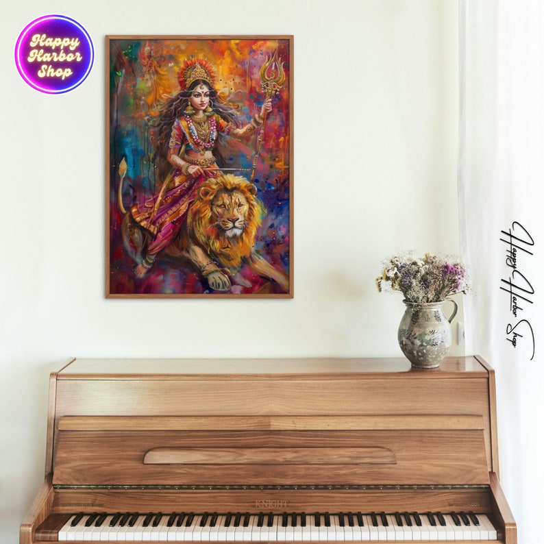 Durga Maa Painting Hindu Goddess Durga Wall Art Indian Art Decor Canvas ...