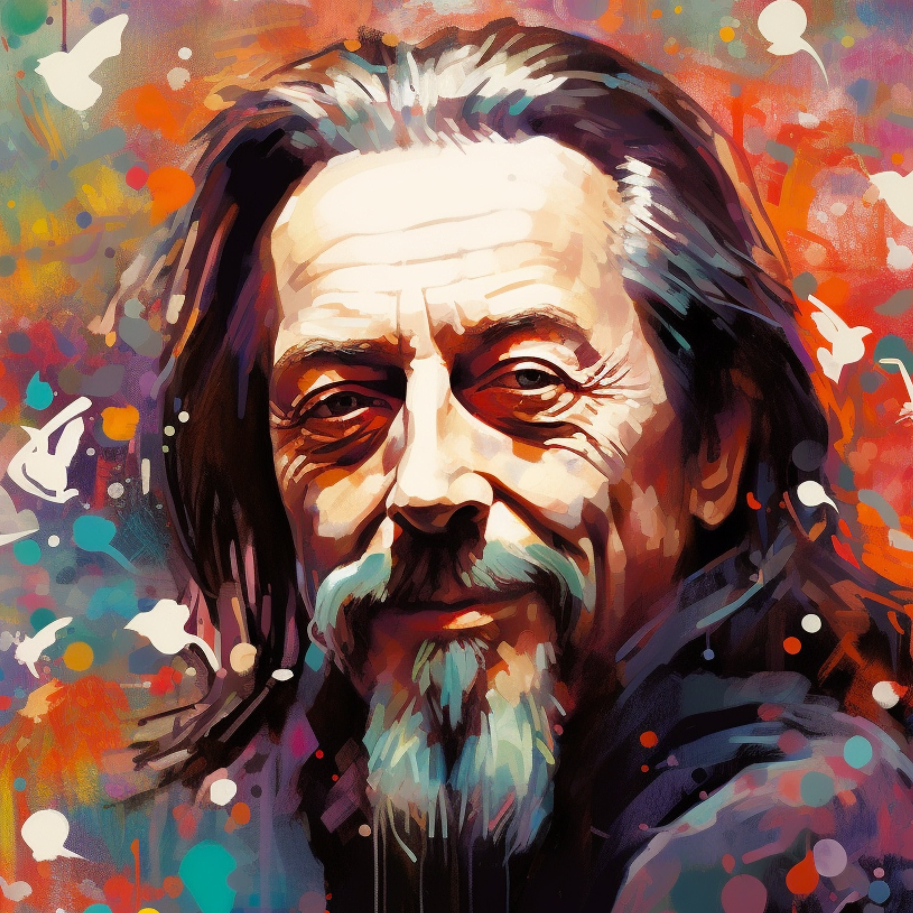 Alan Watts Art Wall Decor Alan Watts Portrait Painting Zen Philospher ...
