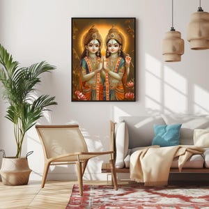 Riddhi Siddhi Painting, Hindu Goddess Art, Ganesha Consorts, Indian ...