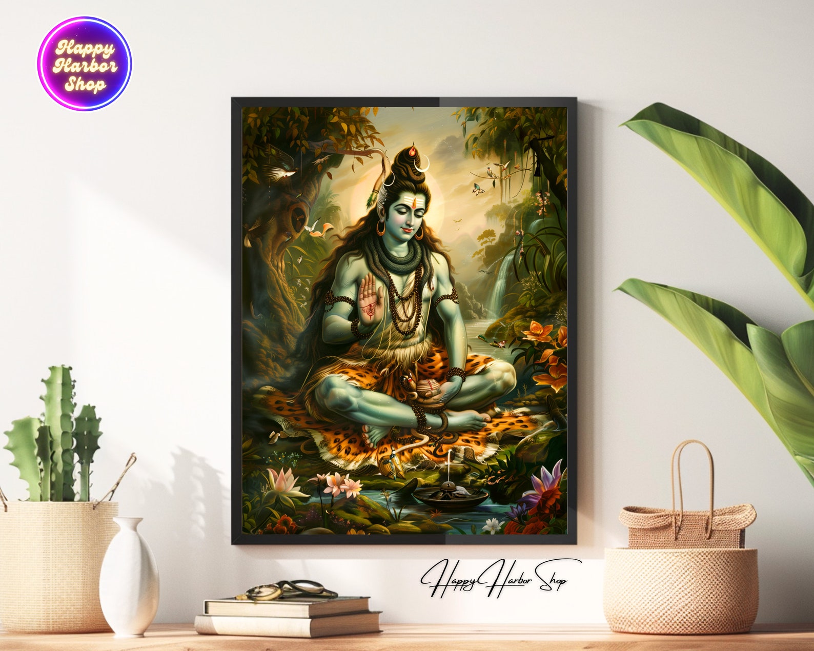 Lord Shiva Painting, Hindu God Shiva Art, Traditional Shiva Artwork ...