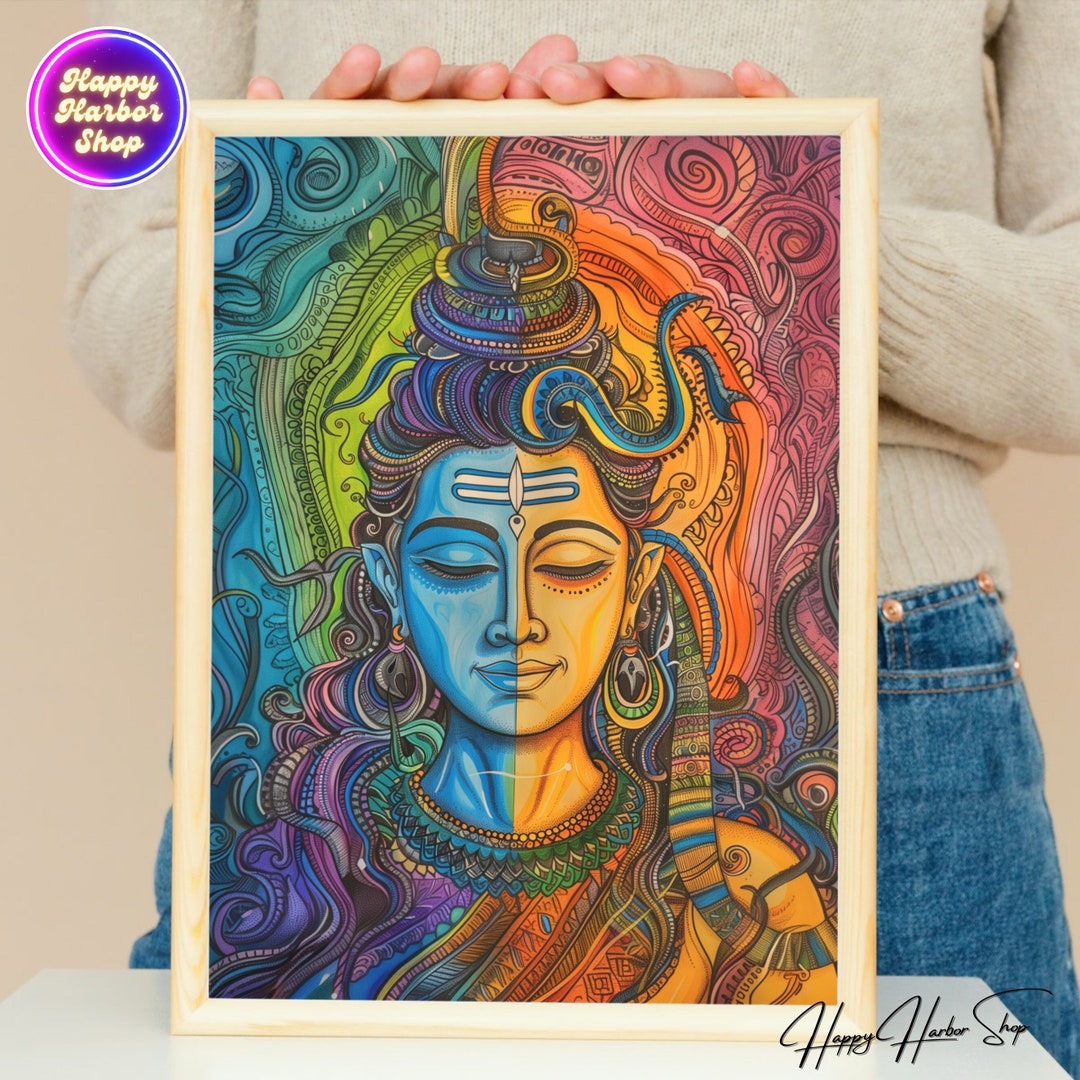 Shiva Art Print Hindu God Abstract Painting Poster Indian Wall Art ...