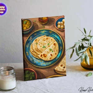 Indian Food Art, Naan Poster, Desi Art, Modern South Asian Art, Nepal ...