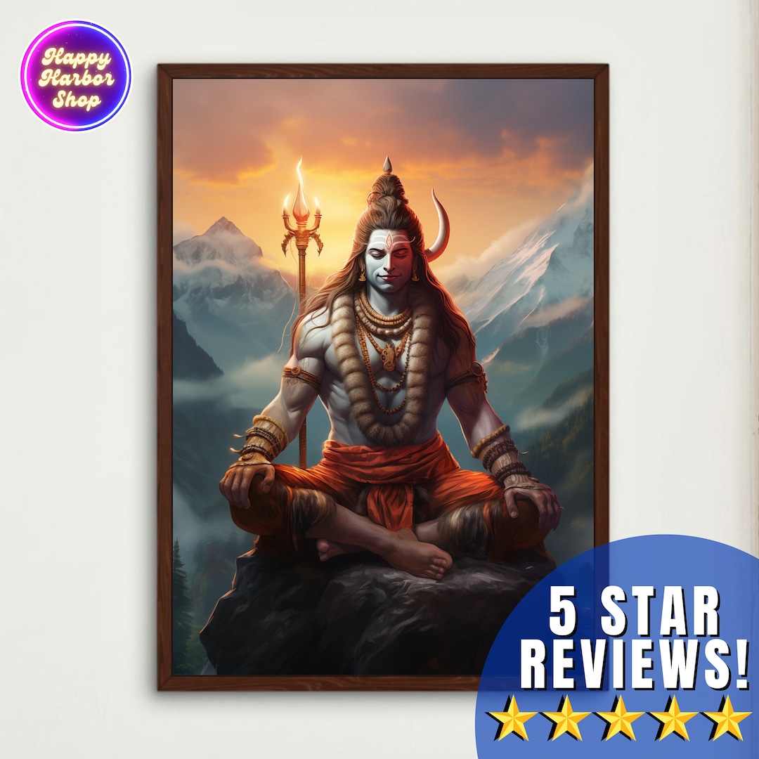 LORD SHIVA Mediating Art, Shiva Poster, Hindu God Wall Art Print ...