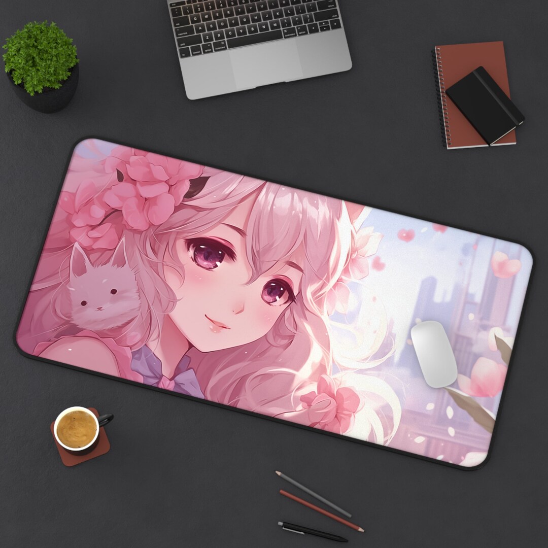 Cat Large Playmat, Cute Desk Mat Desk Pad, Anime Gaming Desk Mat Mouse ...