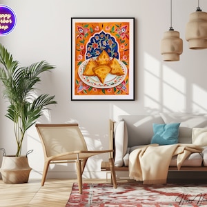 Samosa Poster, Indian Printable Wall Art, Desi Art, Modern South Asian ...