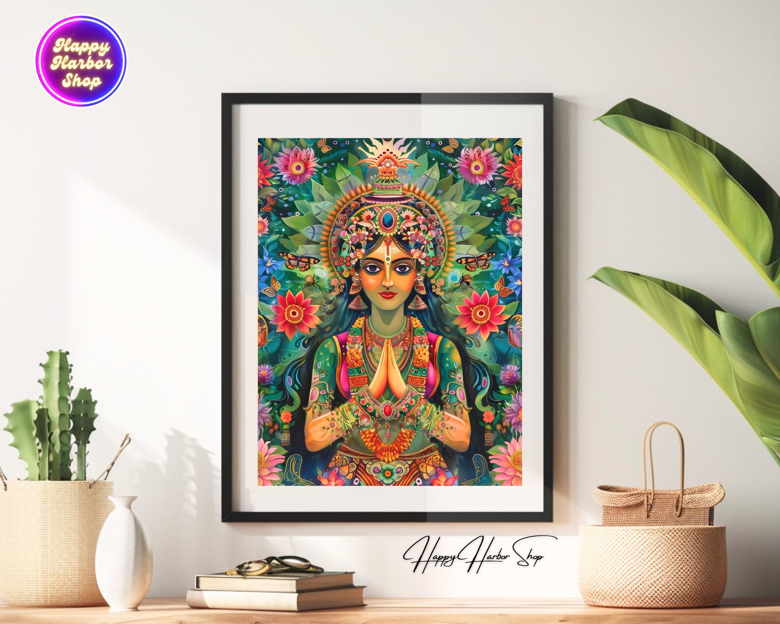 Goddess Durga Painting, Set of 3, Hindu God Wall Art, Goddess Durga ...
