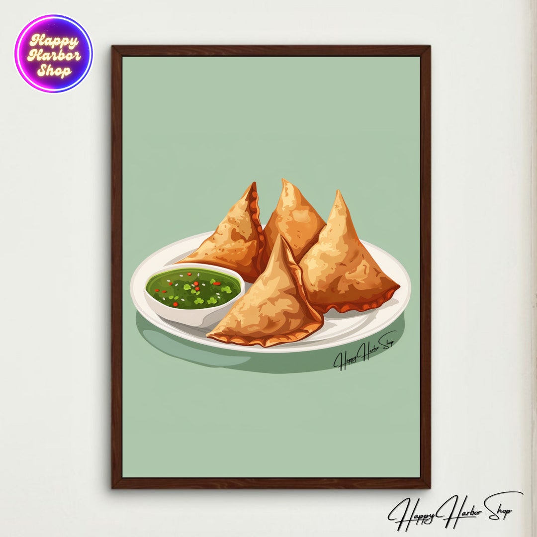 Samosa Art, Modern Asian Kitchen Decor, India Food Art Print, Indian ...