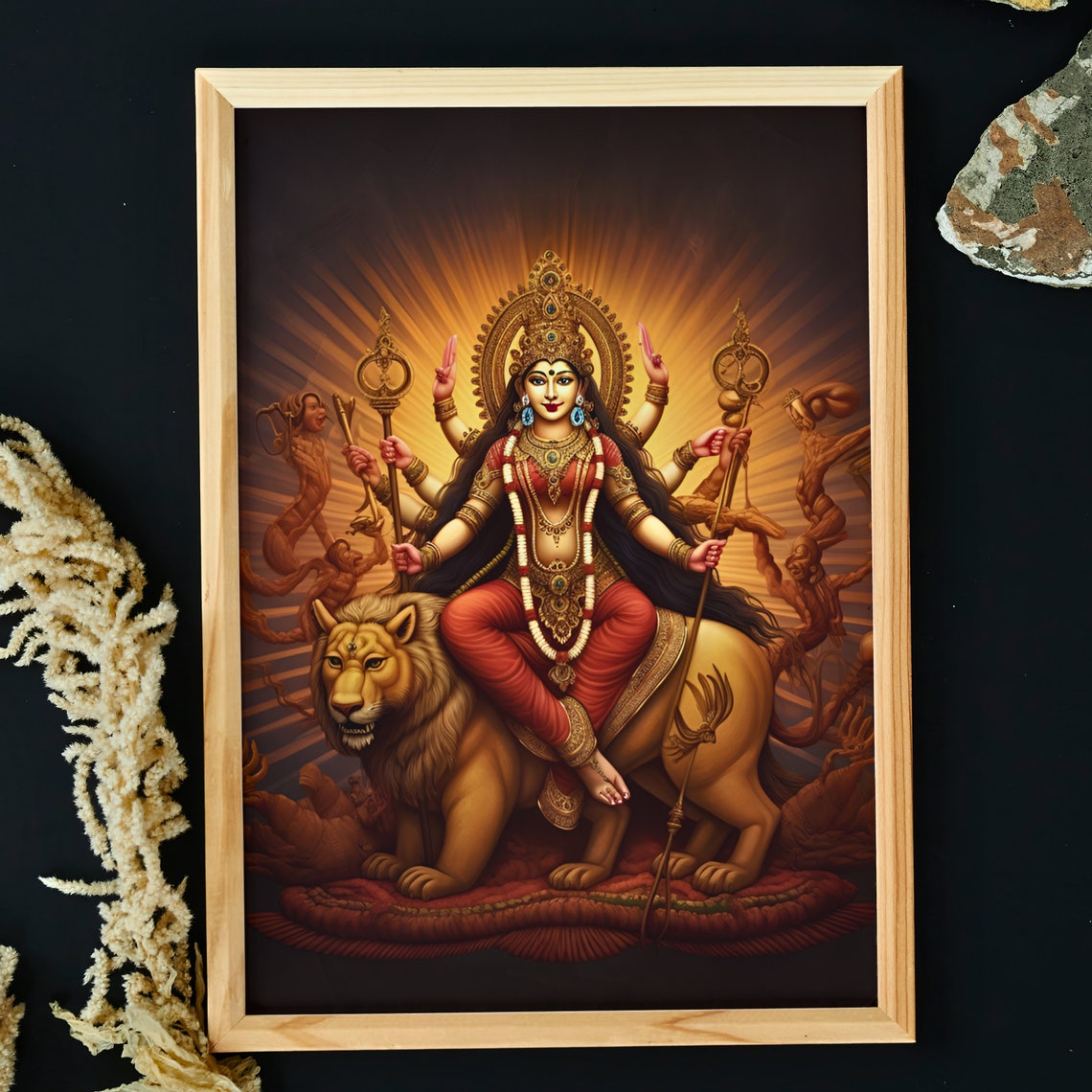 Goddess Durga Painting, Durga Poster, Durga Illustration, Hindu Art ...