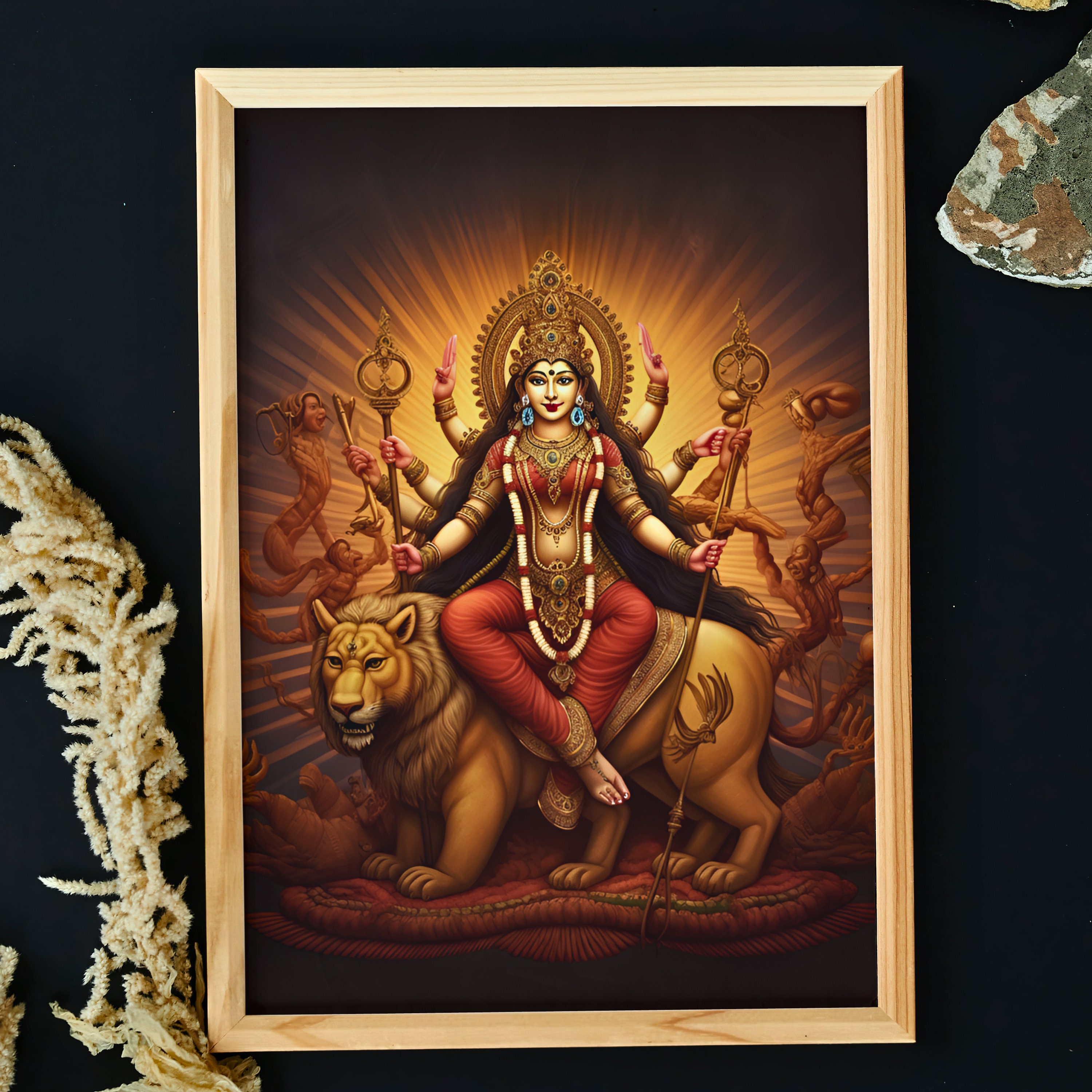 Goddess Durga Painting, Durga Poster, Durga Illustration, Hindu Art ...