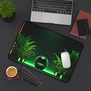 Cyberpunk Desk Mat Nature Green Aesthetic Gaming Mouse Pad Cute Desk ...