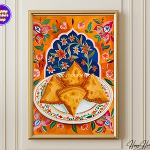 Samosa Poster, Indian Printable Wall Art, Desi Art, Modern South Asian ...