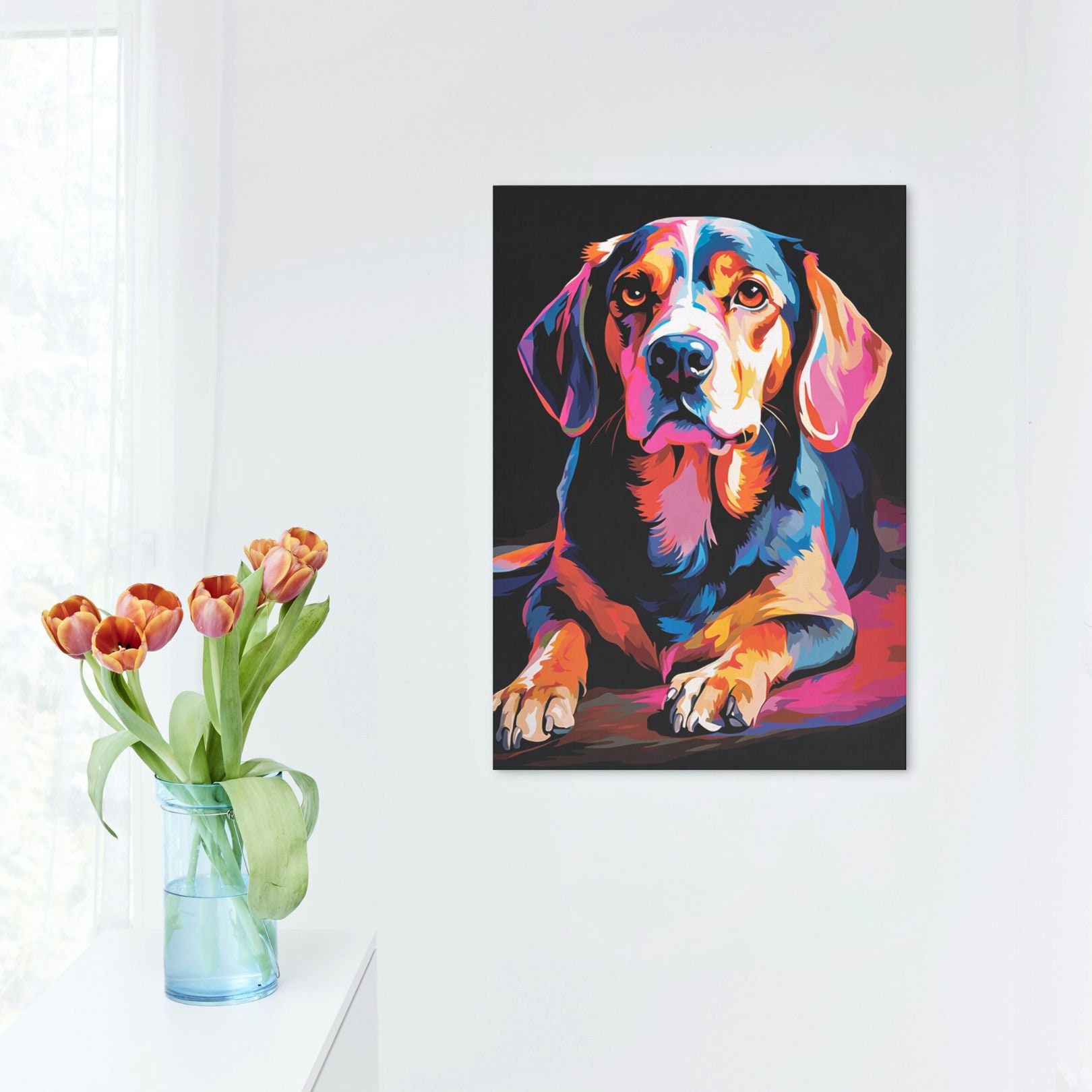 PET POP ART Canvas, Custom Pop Art Pet Portrait, Hand Drawn Colorful ...